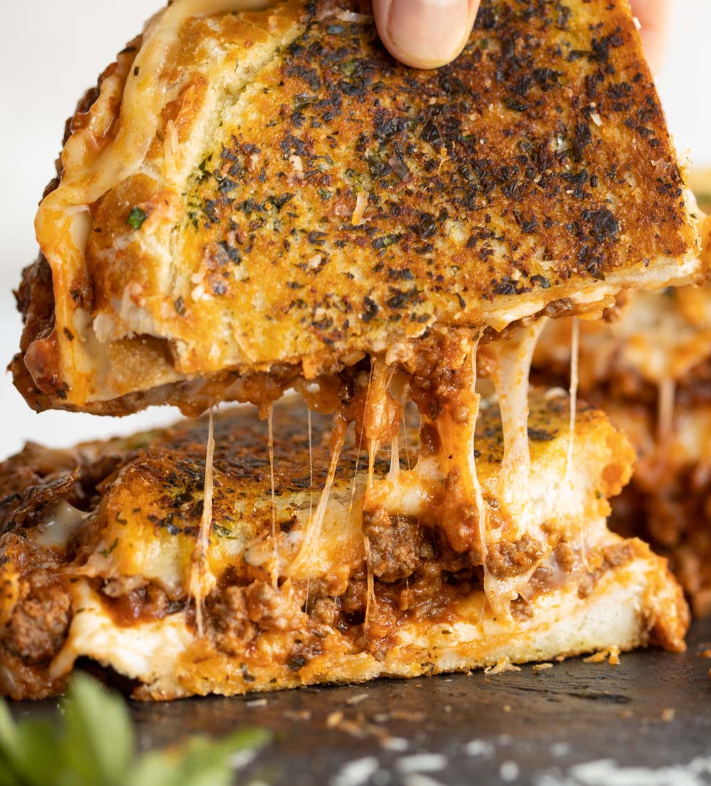 Leftover Bolognese Grilled Cheese Sandwich | Something About Sandwiches