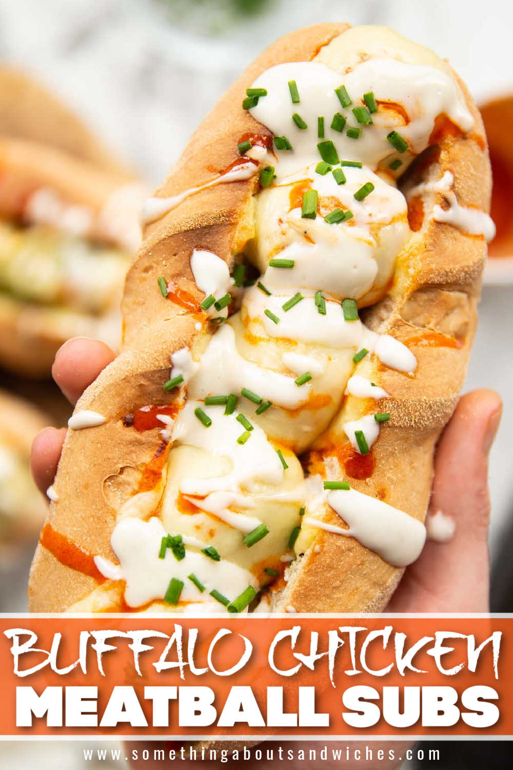 Buffalo Chicken Meatball Subs | Something About Sandwiches